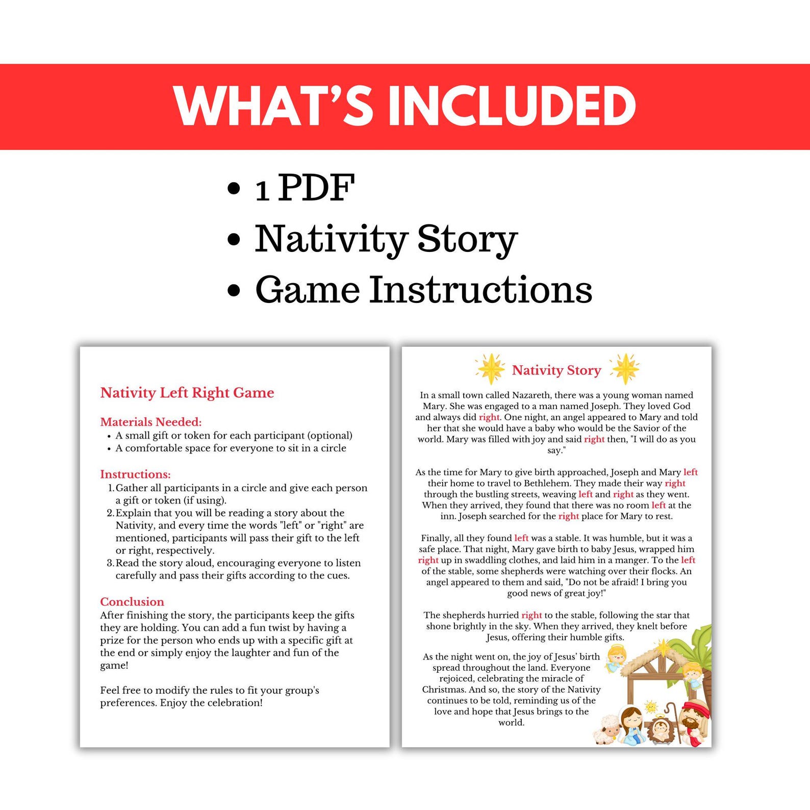 Printable Nativity Left Right Christmas Game (PDF) - Etsy