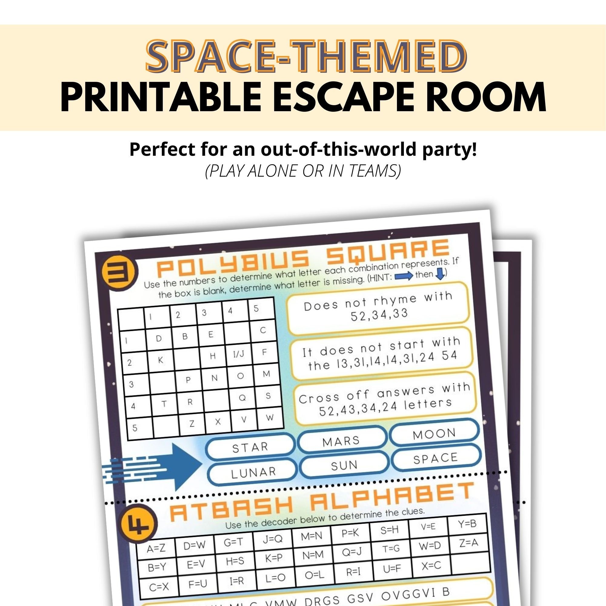 Escape Room Printable for Kids Space Escape Room Escape Room Party for ...