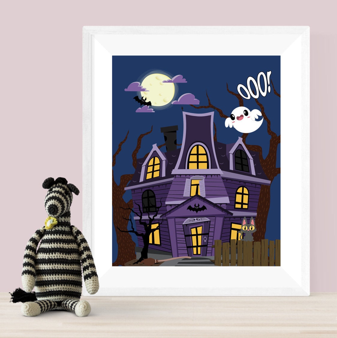 Printable Halloween Art ~ Haunted House Print ~ Cute, Spooky Halloween ...