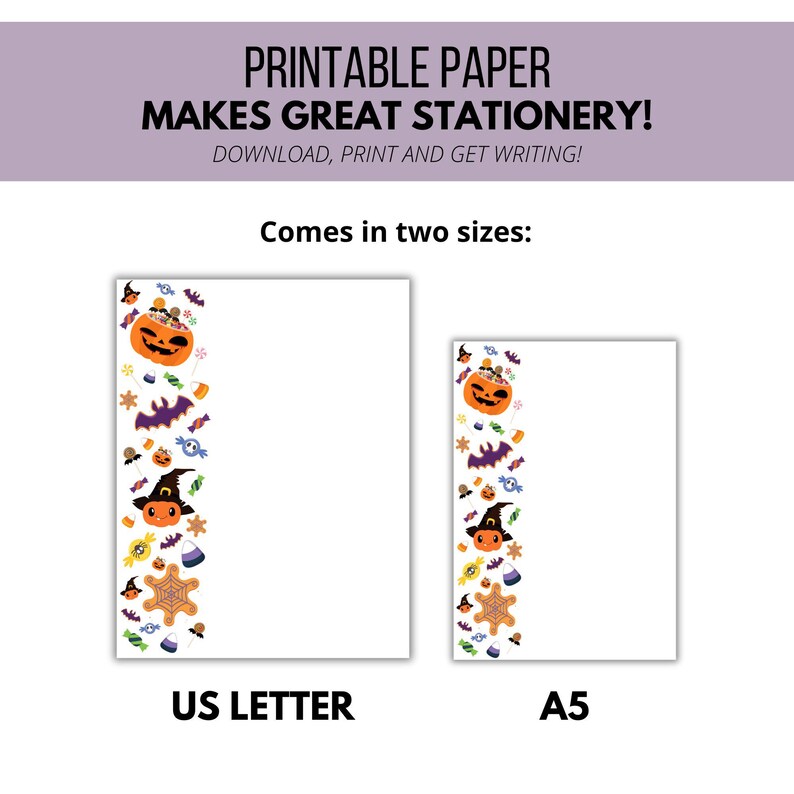 Printable Halloween Stationery Set - Cute Letter Papers for Kids and ...