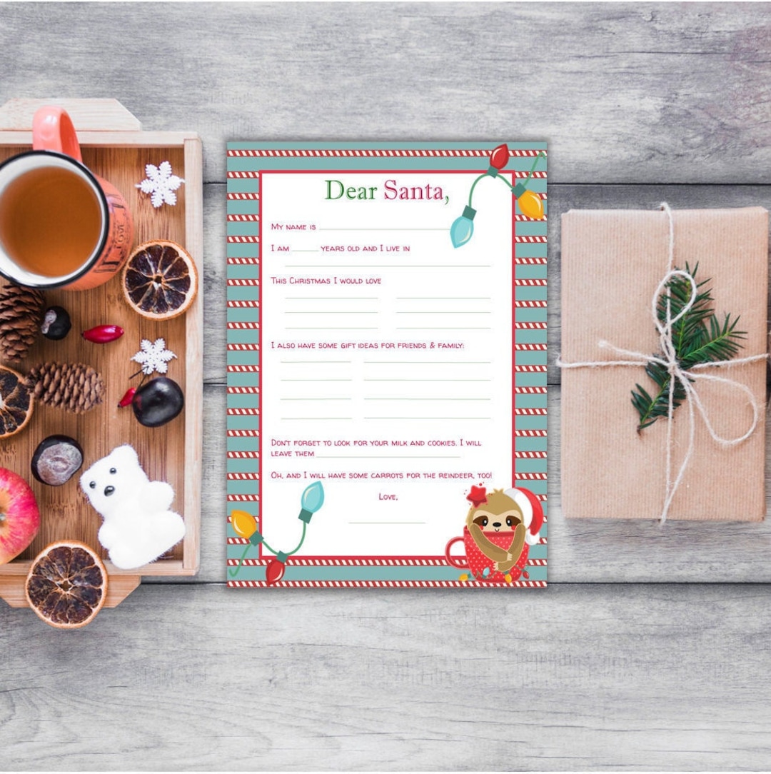 Carta a Santa imprimible Carta de Santa para niños Lista de deseos de ...