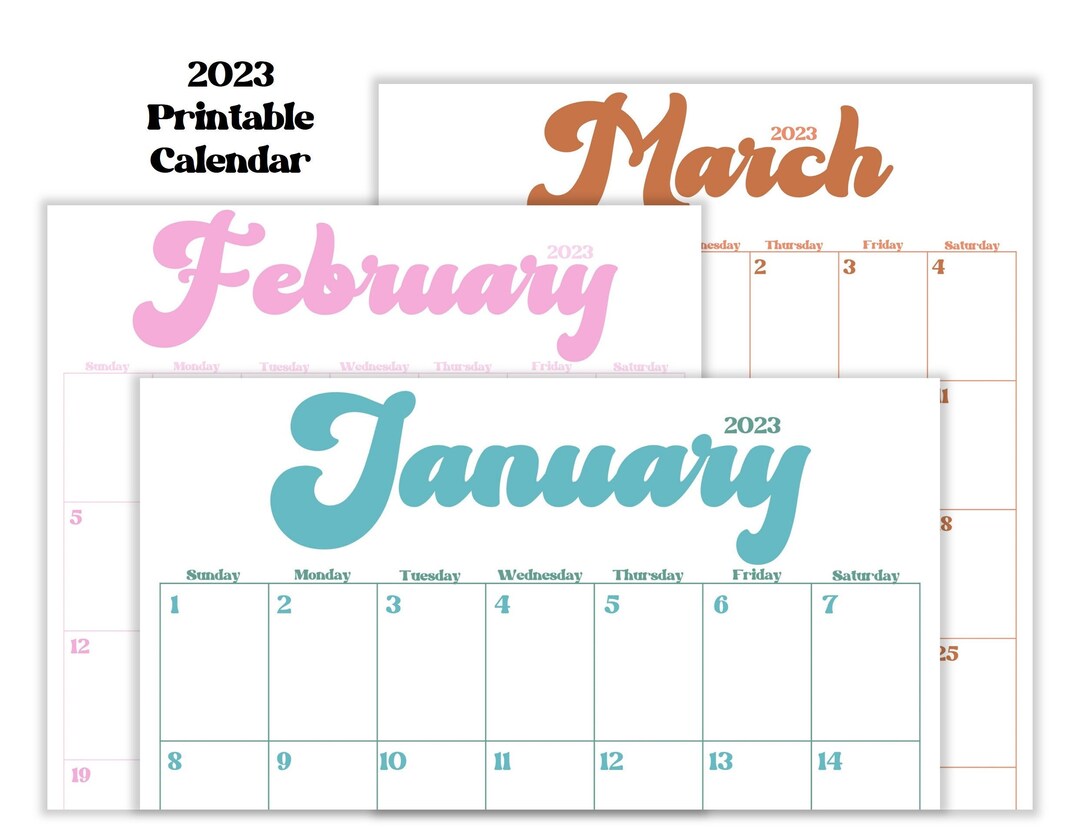 Groovy Retro 2023 Calendar 12-month Printable Calendar - Etsy