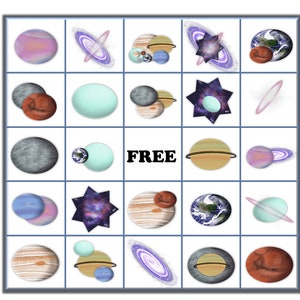 Solar System Printable Bingo Cards-planets-outer Space - Etsy