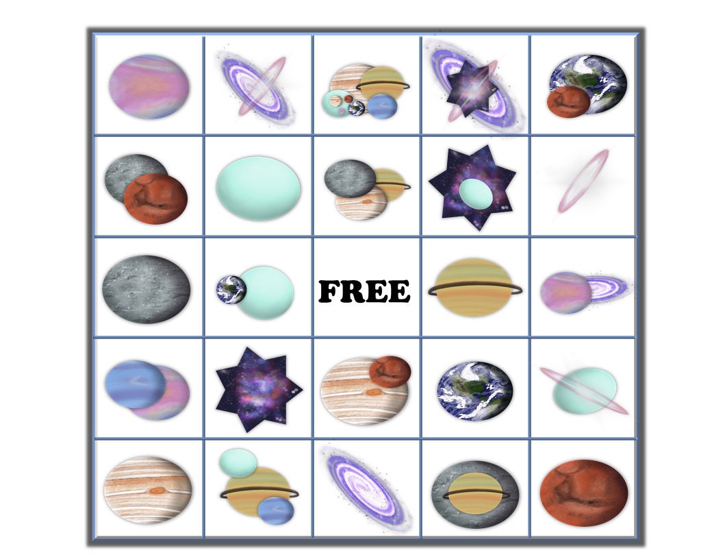 Solar System Printable Bingo Cards-planets-outer Space - Etsy