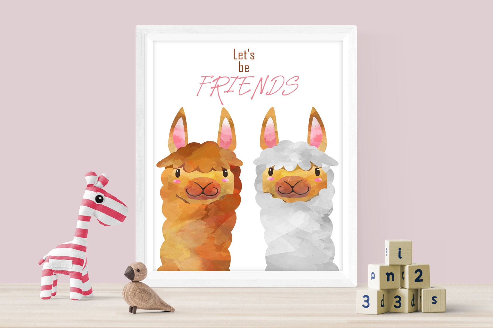 Llama Gifts-let's Be Friends Llama Wall Art Print-digital Download-kid ...