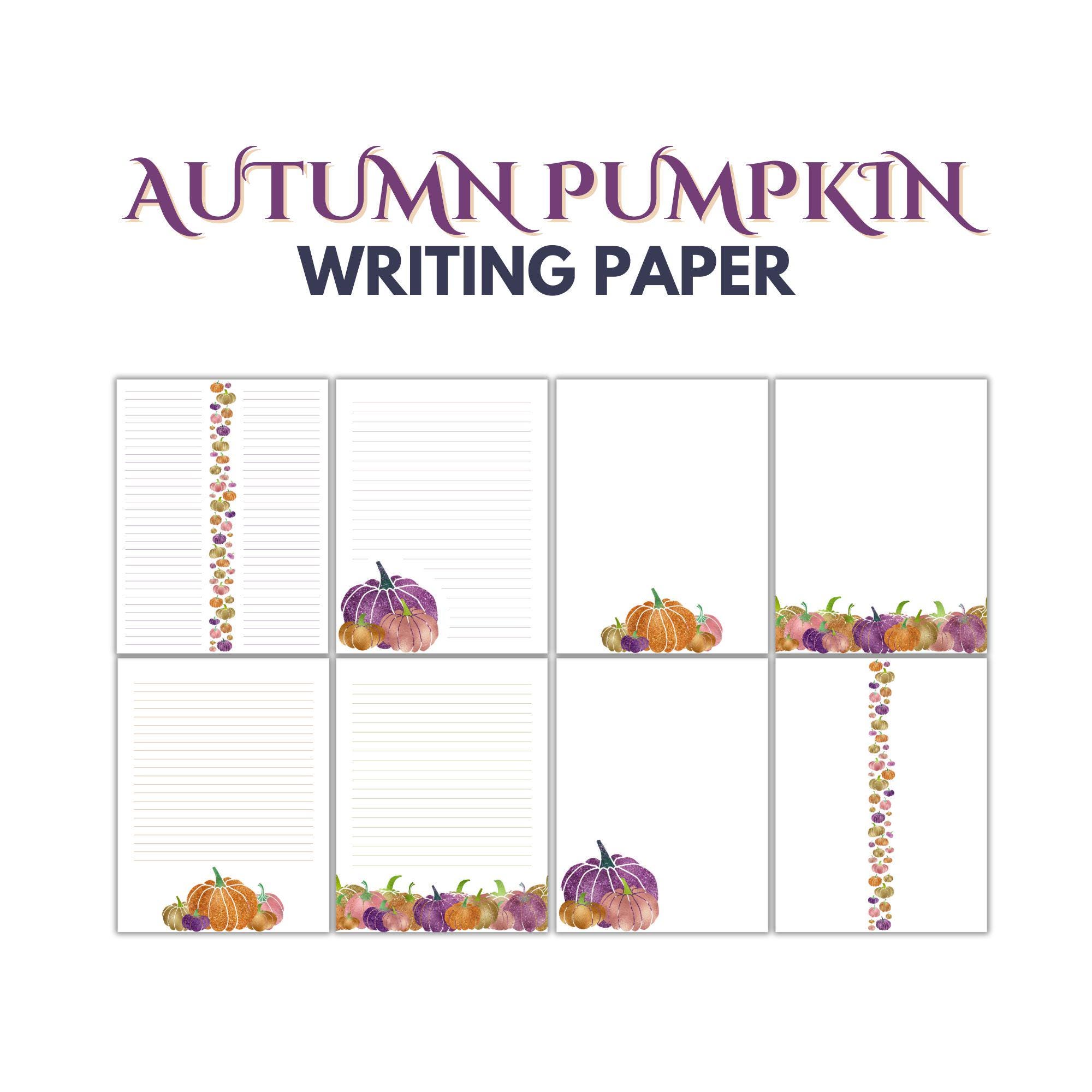 Autumn Halloween Pumpkin Printable Writing Paper A5 8.5x11 Lined ...