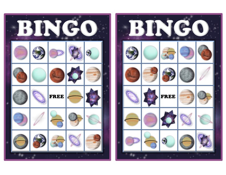 Solar System Printable Bingo Cards-planets-outer Space - Etsy