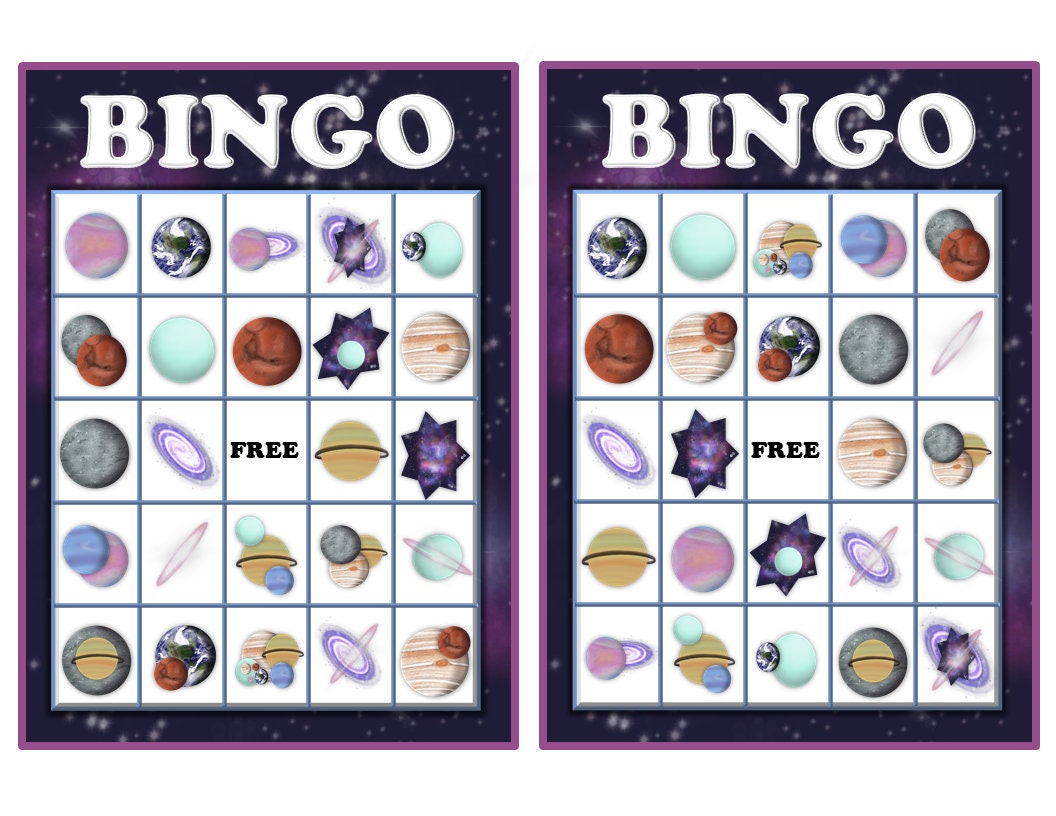 Solar System Printable Bingo Cards-planets-outer Space - Etsy