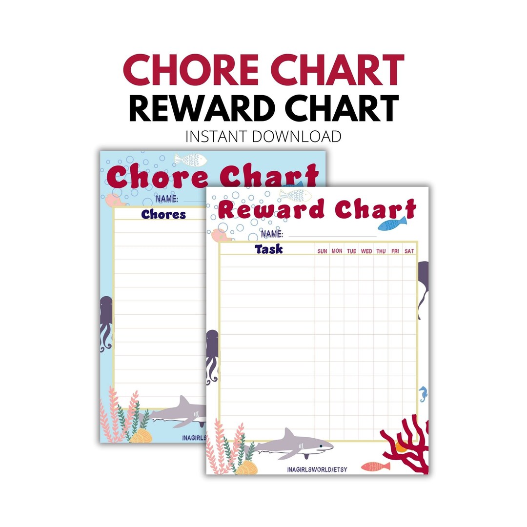 Sea-themed Chore & Reward Chart Set (digital Download) - Etsy