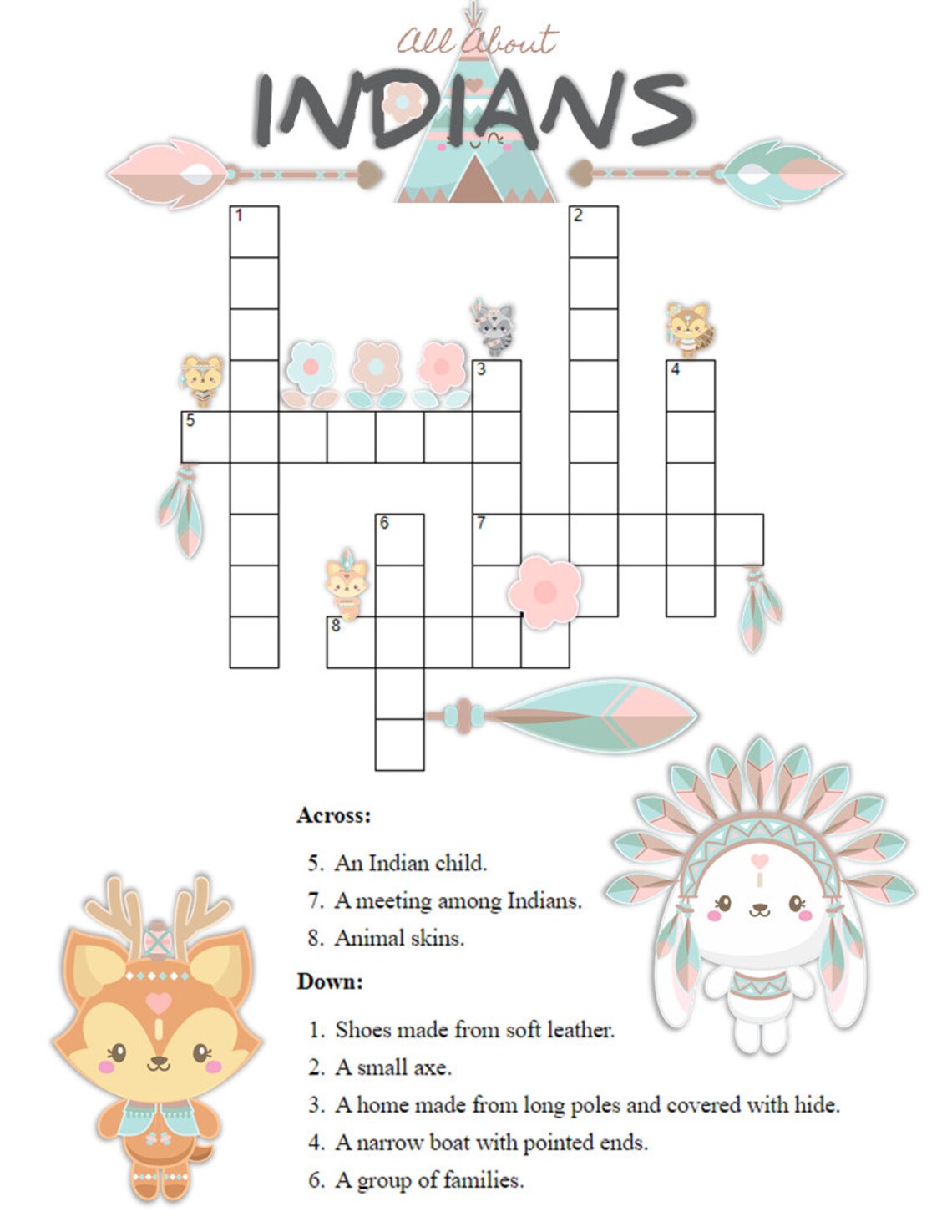 Tribal Games-printable Games for Kids | Etsy