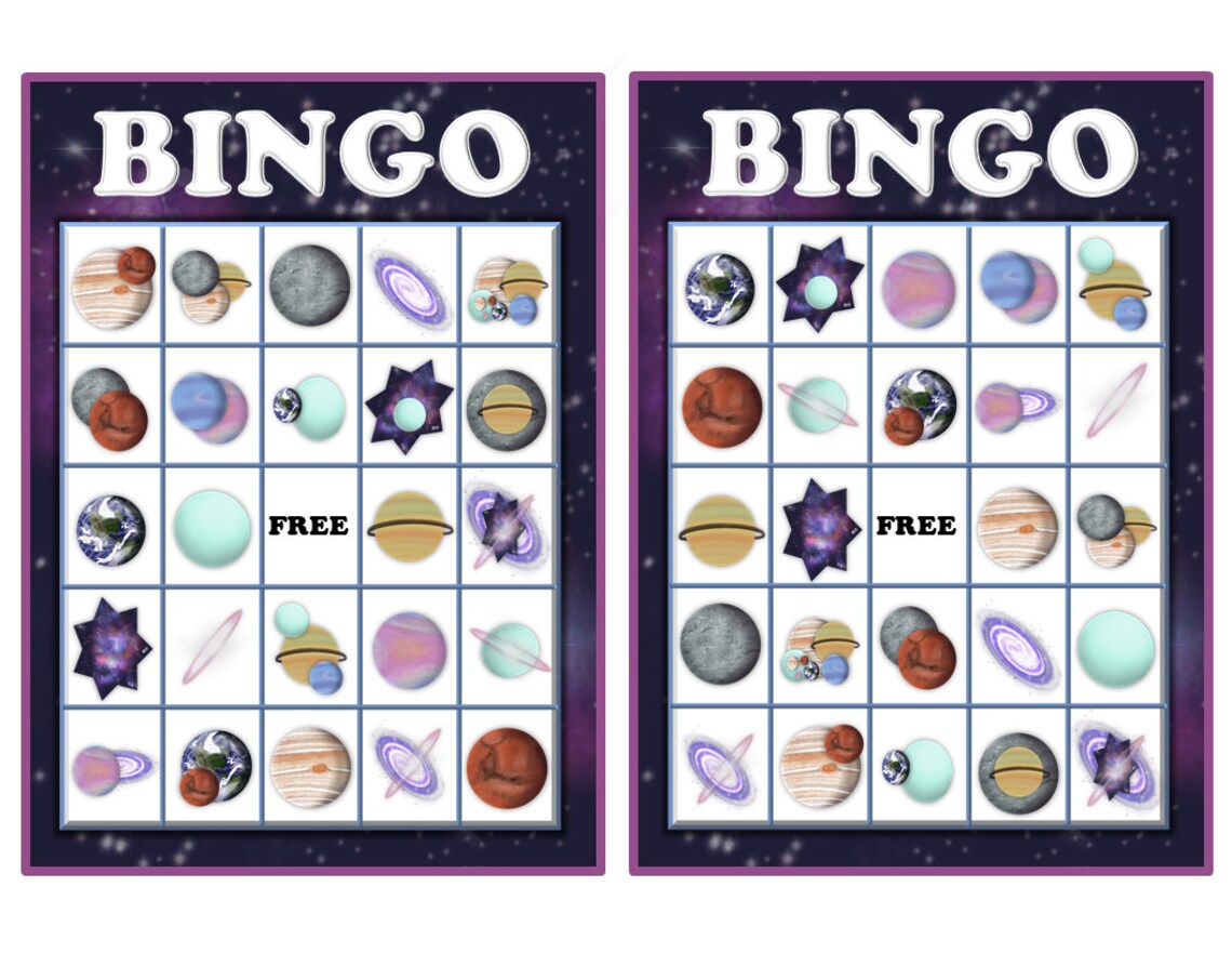 Solar System Printable Bingo Cards-planets-outer Space - Etsy