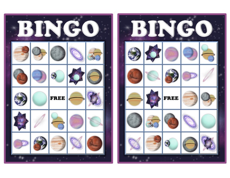 Solar System Printable Bingo Cards-planets-outer Space - Etsy