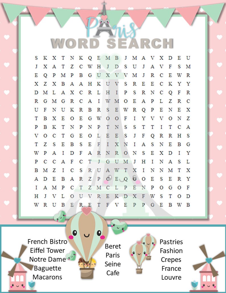 French Paris Themed Printable Games - Etsy