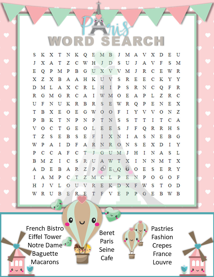 French Paris Themed Printable Games - Etsy