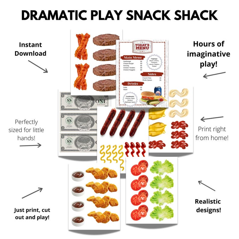 Burger Shack Dramatic Play Set: Printable Restaurant Role Play (PDF) - Etsy