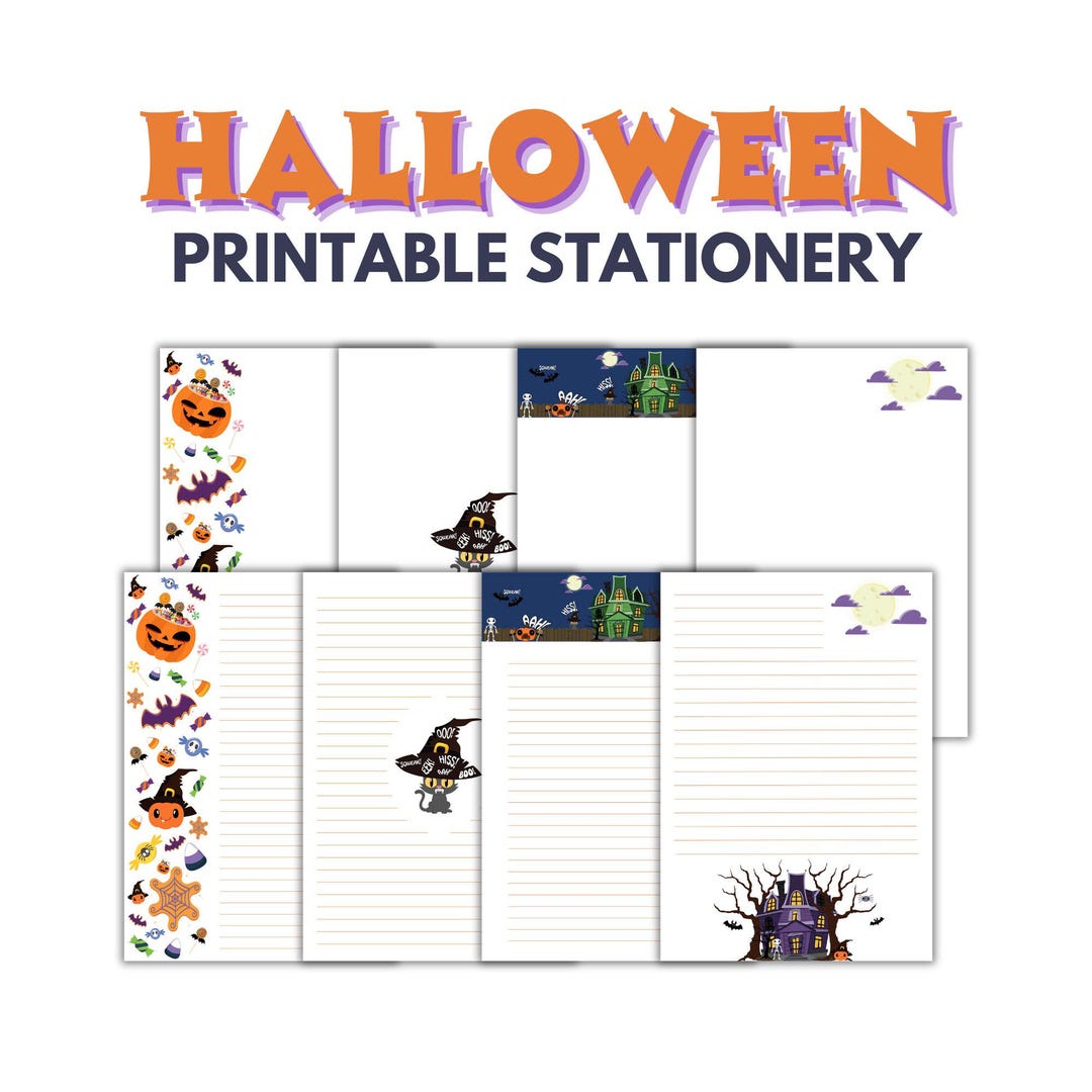 Printable Halloween Stationery Set - Cute Letter Papers for Kids and ...