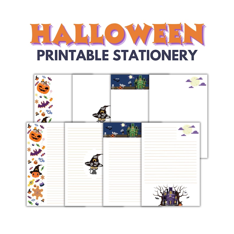 Printable Halloween Stationery Set - Cute Letter Papers for Kids and ...