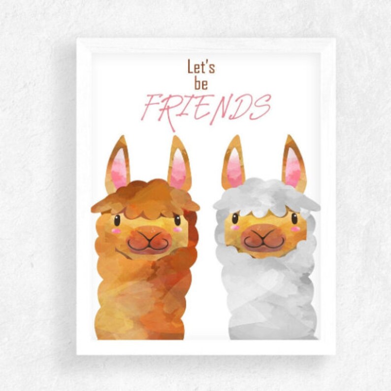 Llama Gifts-let's Be Friends Llama Wall Art Print-digital Download-kid ...