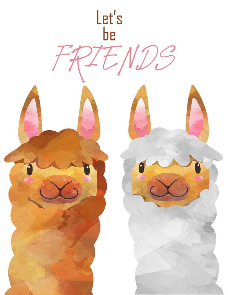 Llama Gifts-let's Be Friends Llama Wall Art Print-digital Download-kid ...