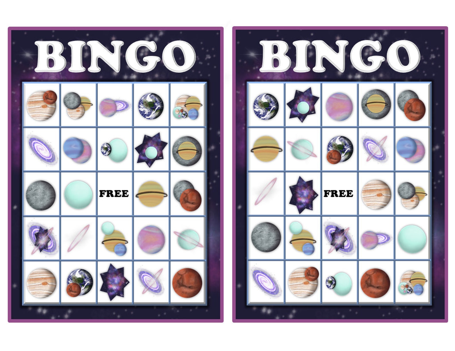 Solar System Printable Bingo Cards-planets-outer Space - Etsy