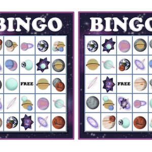 Solar System Printable Bingo Cards-planets-outer Space - Etsy