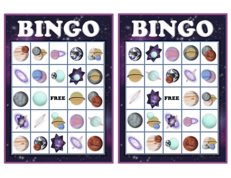 Solar System Printable Bingo Cards-planets-outer Space - Etsy