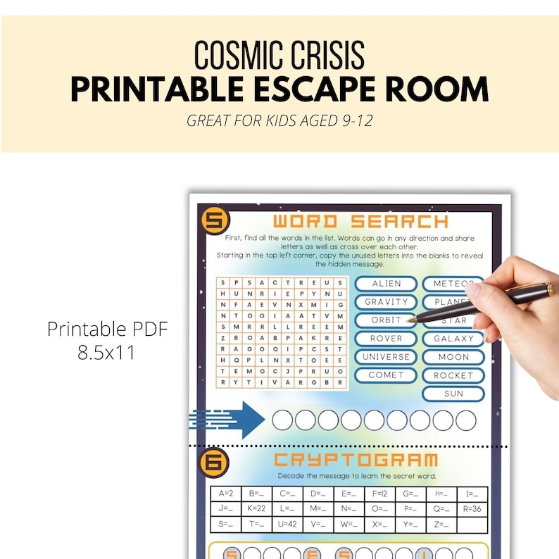 Escape Room Printable for Kids Space Escape Room Escape Room Party for ...