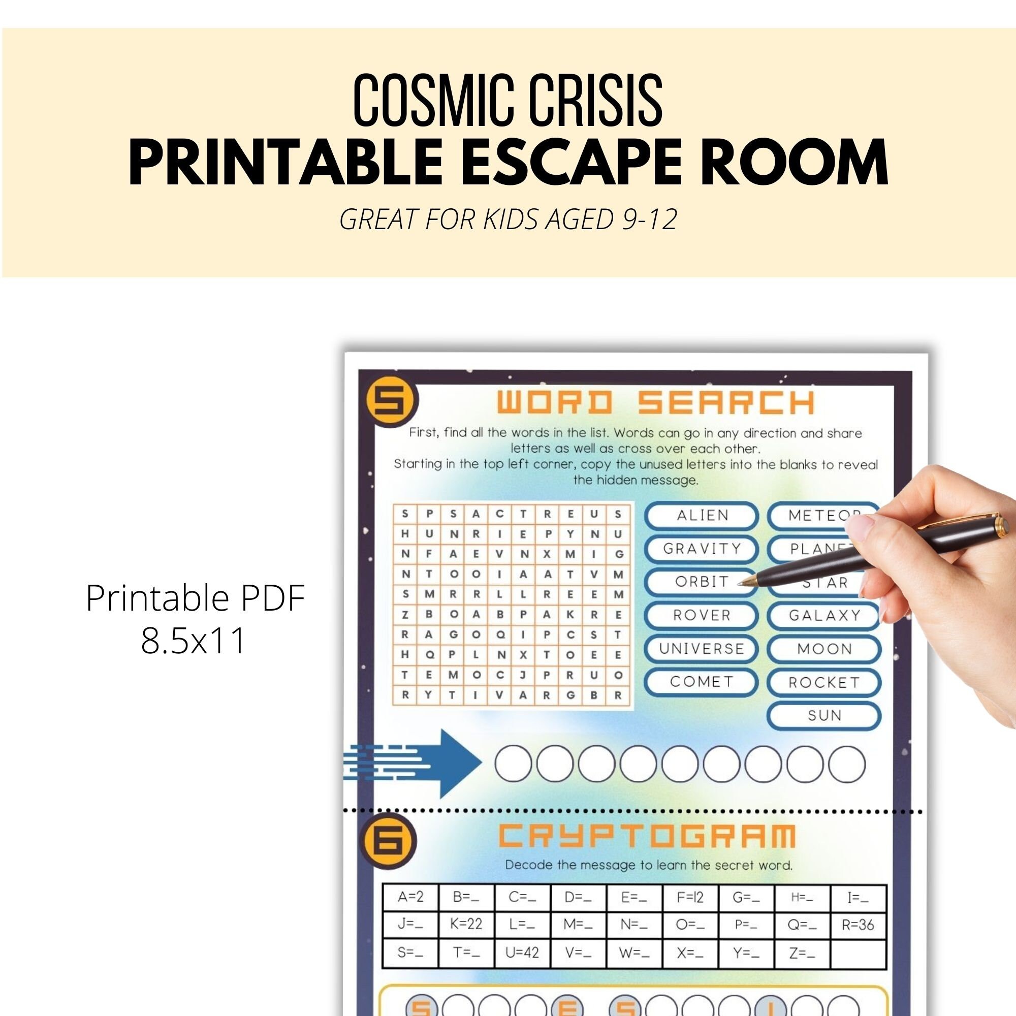 Escape Room Printable for Kids Space Escape Room Escape Room Party for ...