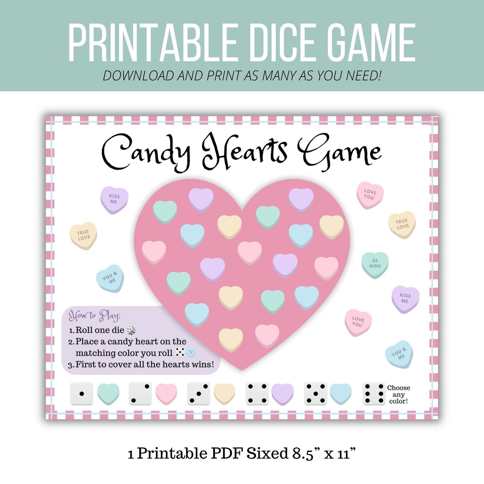 Roll a Heart Candy Dice Game: Valentine's Day Classroom Activity ...