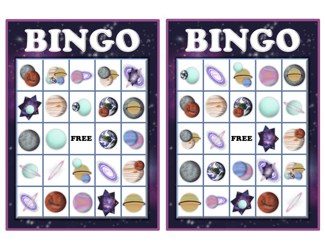 Solar System Printable Bingo Cards-planets-outer Space - Etsy