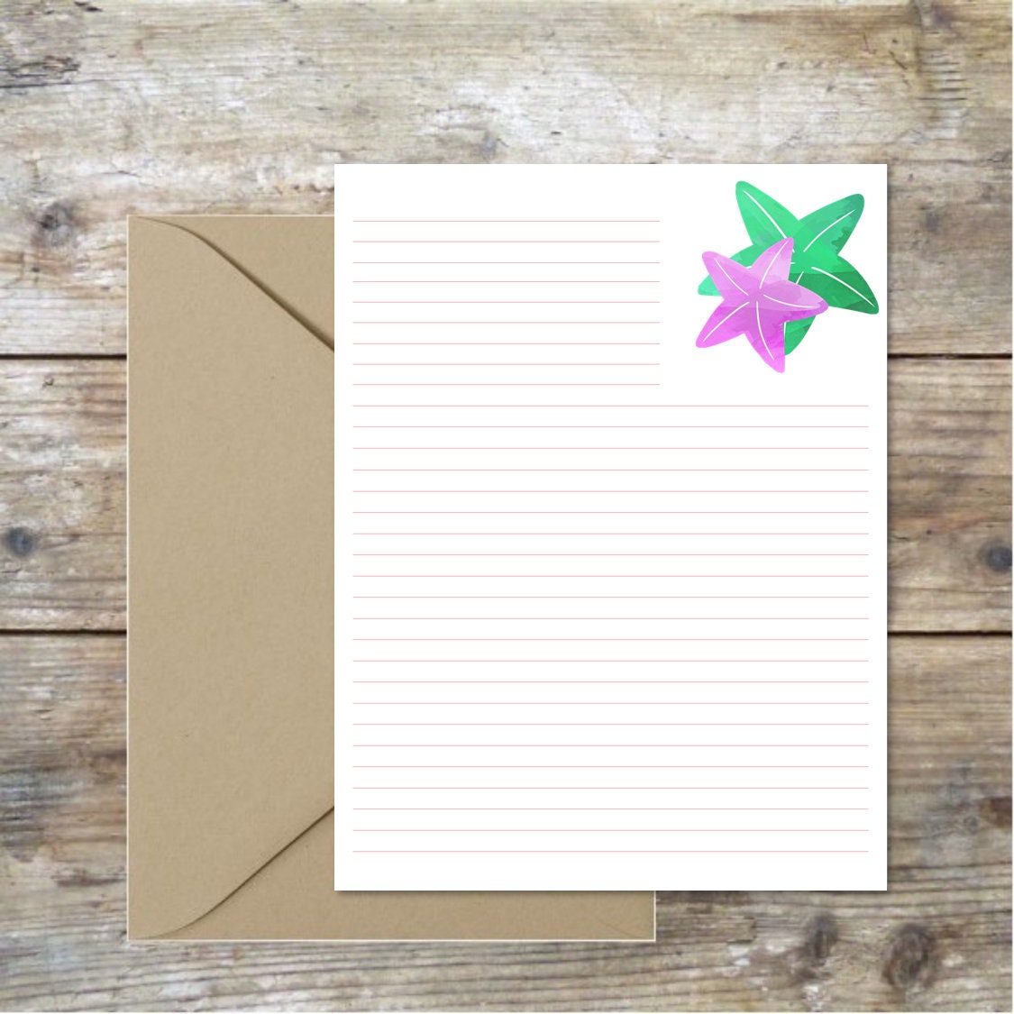 Mermaid Writing Paper ~ Mermaid Tail Stationery ~ Watercolor Mermaid ...