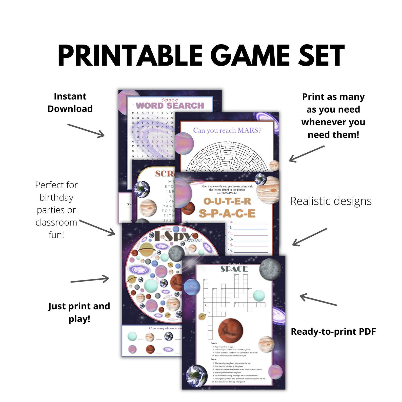 Solar System Printable Games for Kids - Educational Homeschool Activity ...