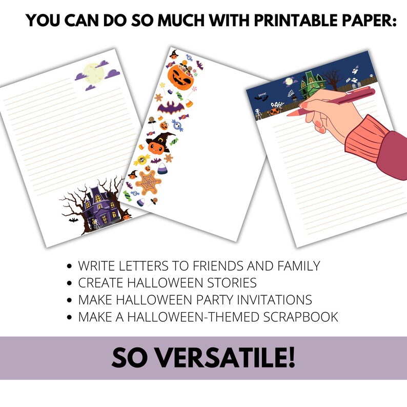 Printable Halloween Stationery Set - Cute Letter Papers for Kids and ...