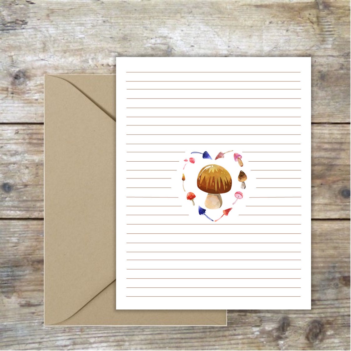 Mushroom Stationery Set: Lined Letter Writing Paper (digital Download ...