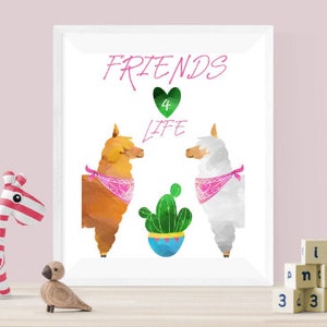 Llama and Cactus Printable Wall Art ~ Kid's Room Décor ~ Friend's for ...