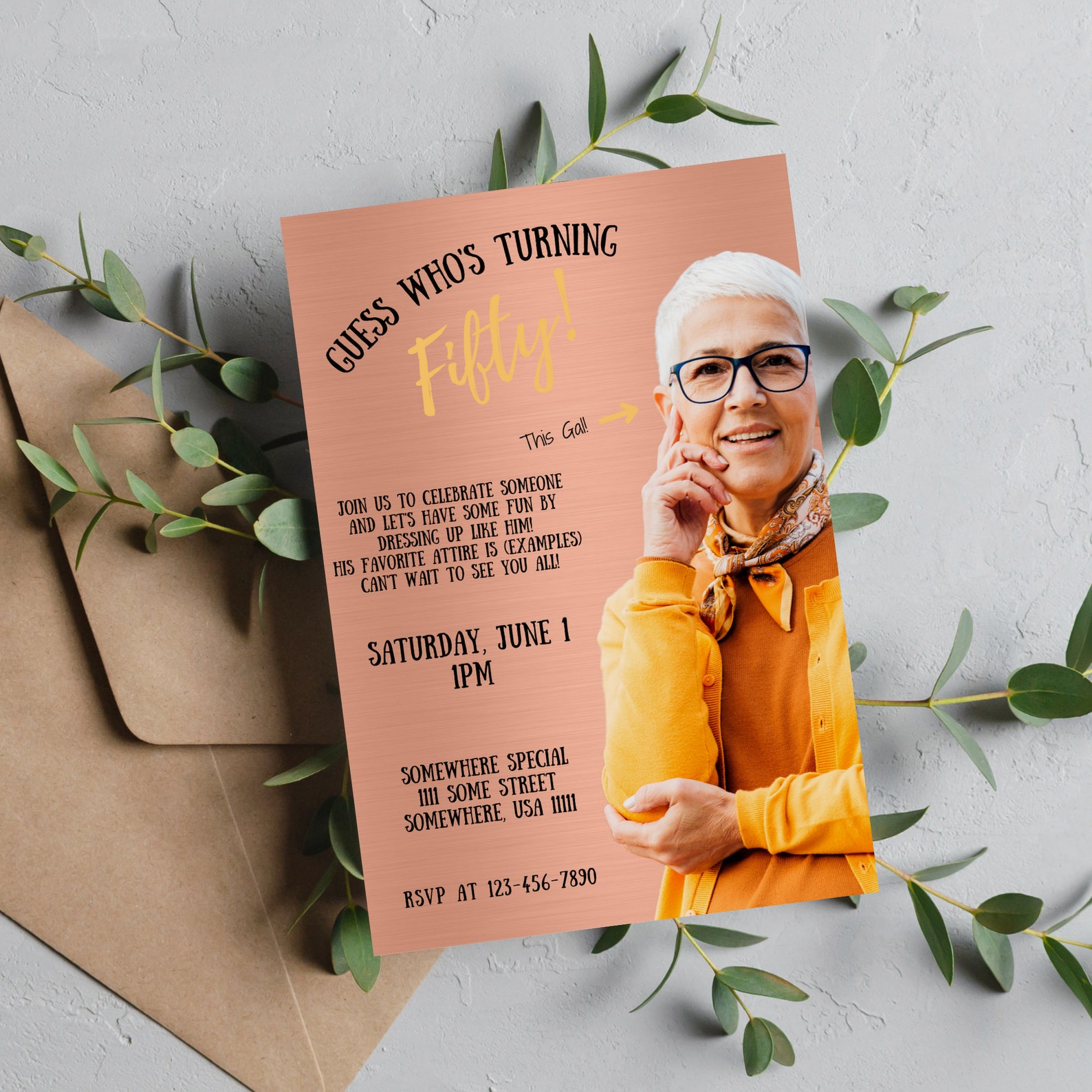 Fiftieth Birthday Invitation Template for Her 50th Birthday Invitation ...