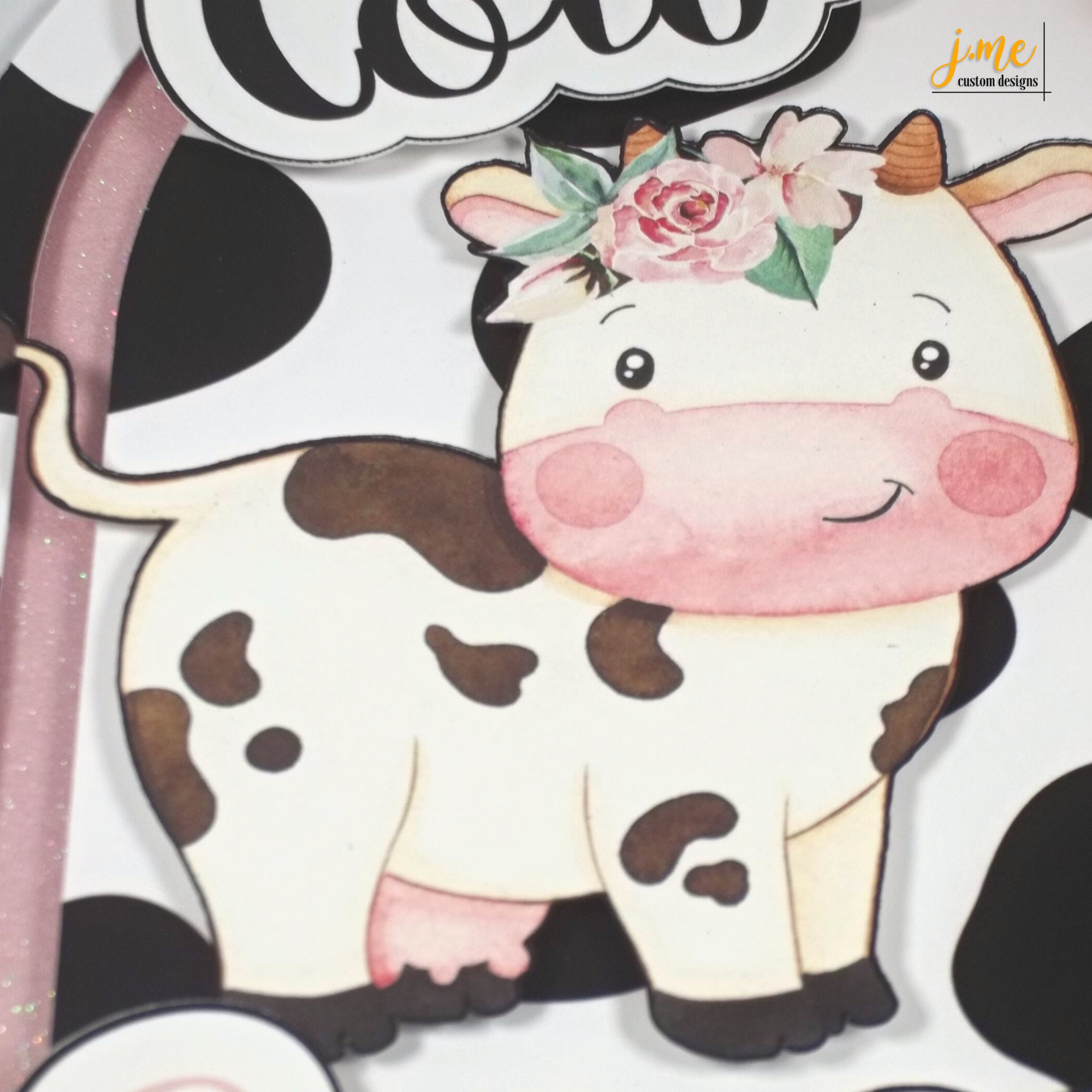 Cow Print First Birthday Custom Name Cake Topper Holy Cow First ...