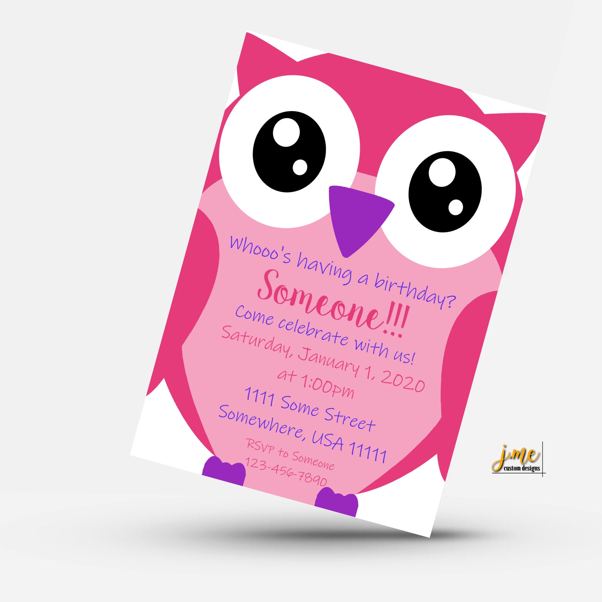 Owl Birthday Invitation Personalized Birthday Invitation - Etsy