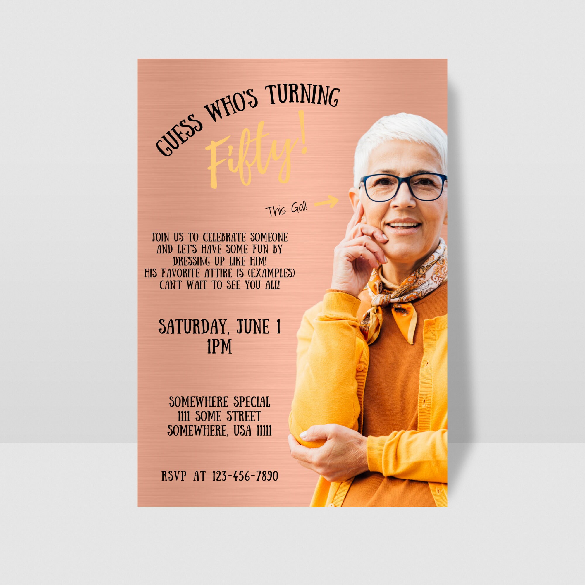 Fiftieth Birthday Invitation Template for Her 50th Birthday Invitation ...