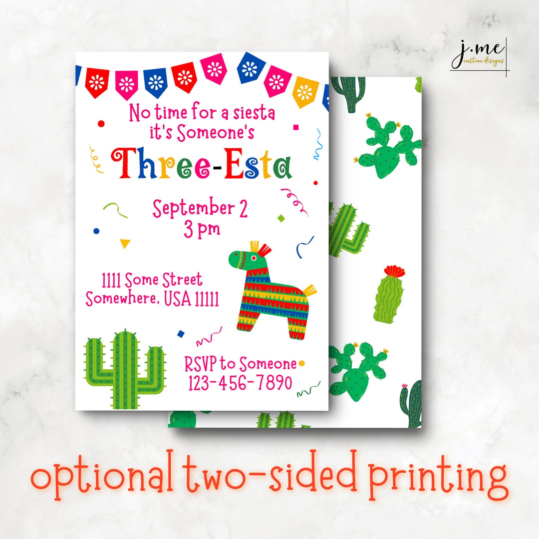 Birthday Invitation Three-esta Fiesta Party for Kid 3rd Birthday ...
