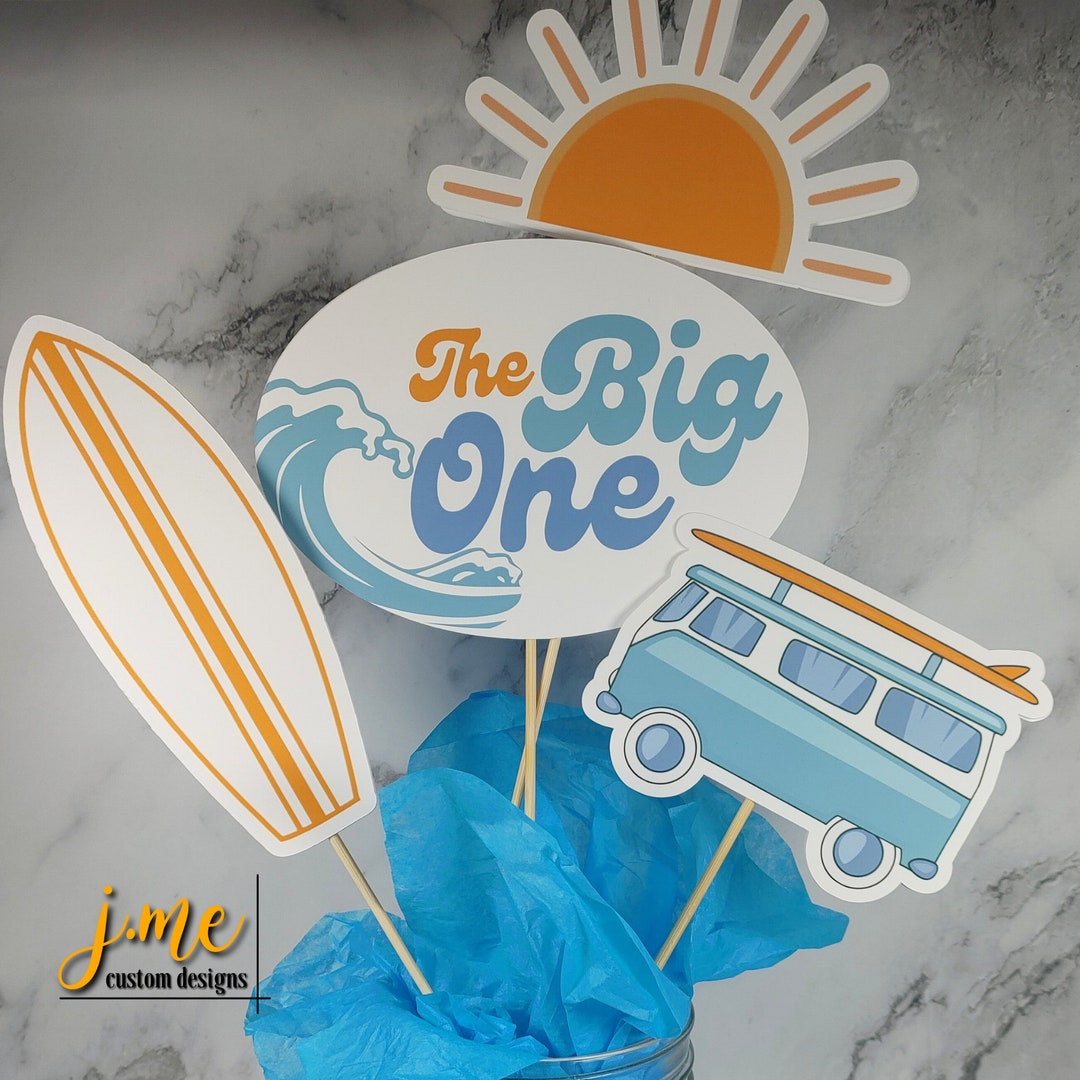 The Big One Centerpiece Retro Surfer Theme First Birthday Decor Set of ...
