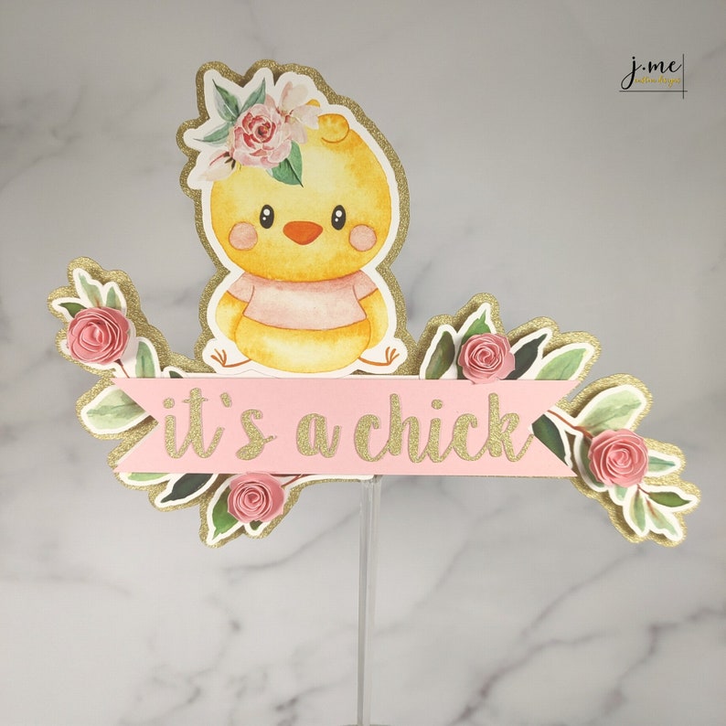Baby Shower It's a Chick Cake Topper for Baby Girl Little Chick 3D Cake ...
