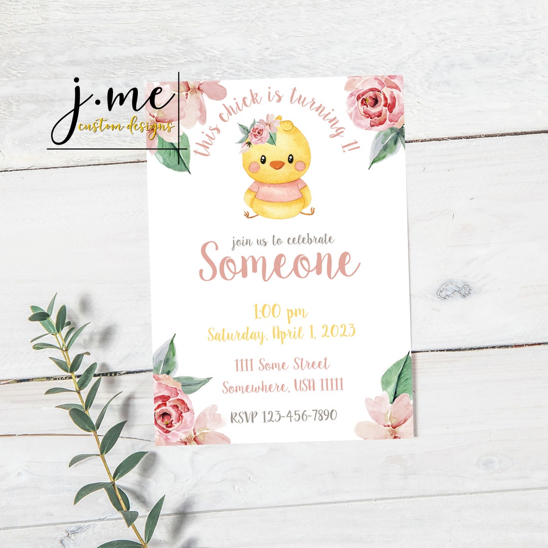 Birthday Chick First Birthday Party Invitation This Chick is Turning ...