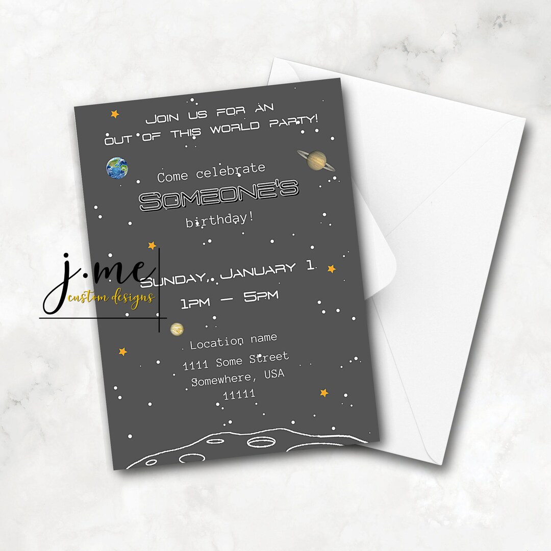 Plantilla de invitación de cumpleaños del espacio exterior Invitación a ...