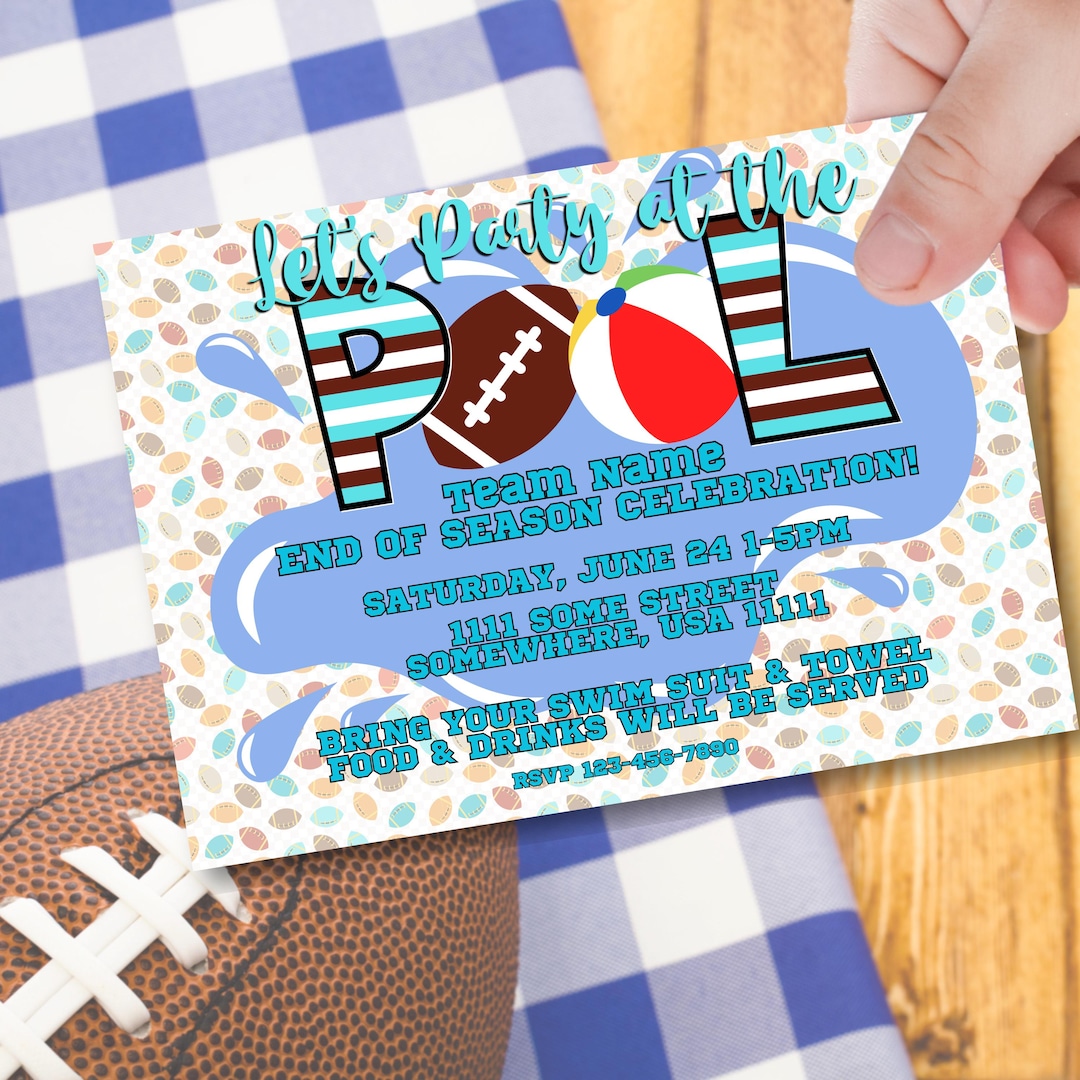 Football Pool Party Invitation Template End of Season Celebration ...