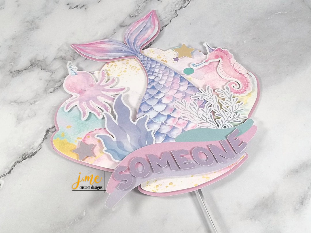 Splish Splash Mermaid Birthday Cake Topper Girl Pool Party Decor Under ...