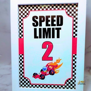 Two Fast Table Decor Signs Racing Signs for Second Birthday Party Red ...