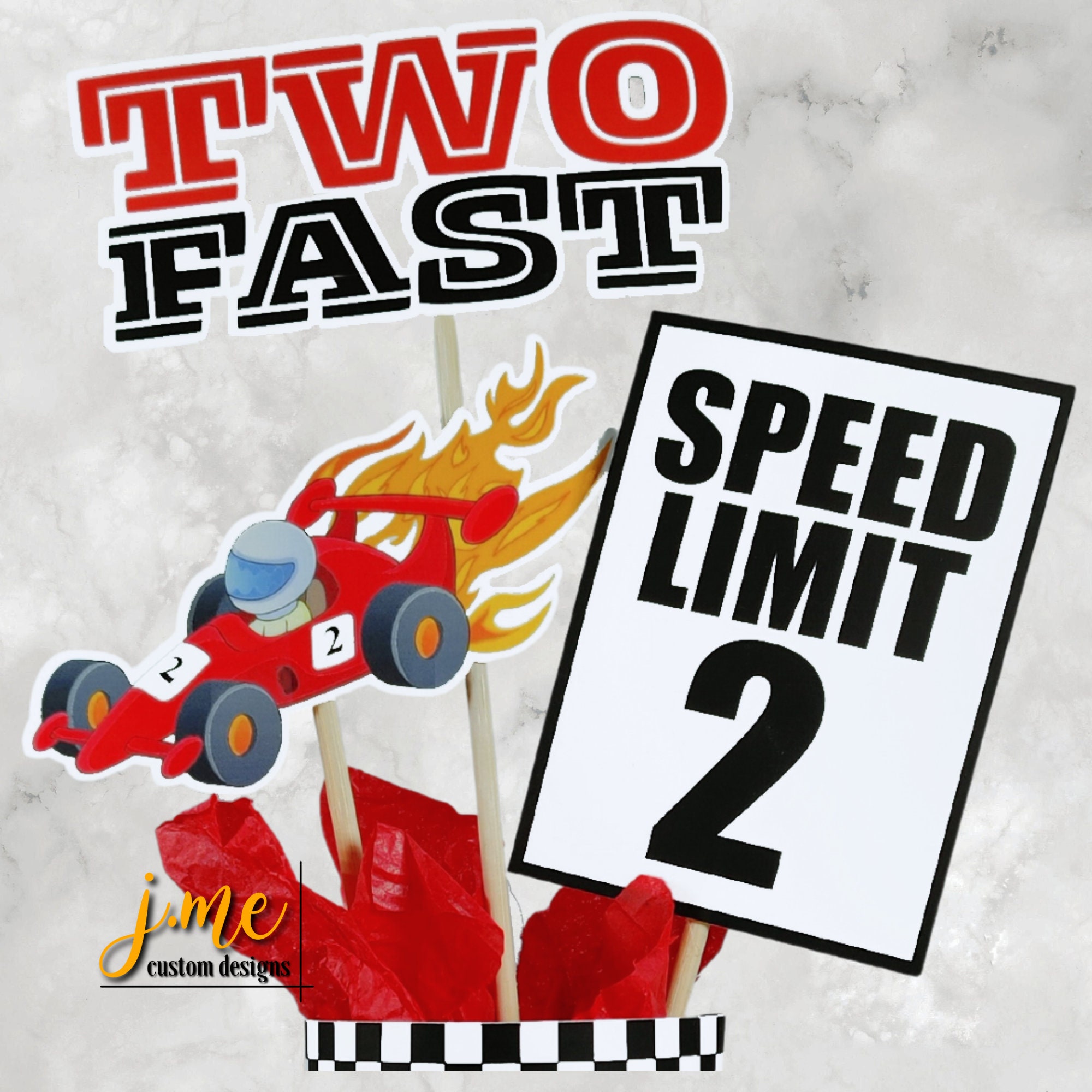 Two Fast Centerpiece Signs Racing Signs for Second Birthday Party Mason ...