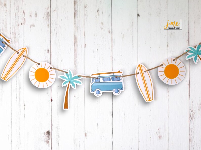 Surf's up Icon Banner Surfer Beach Party Decor Bright Color - Etsy
