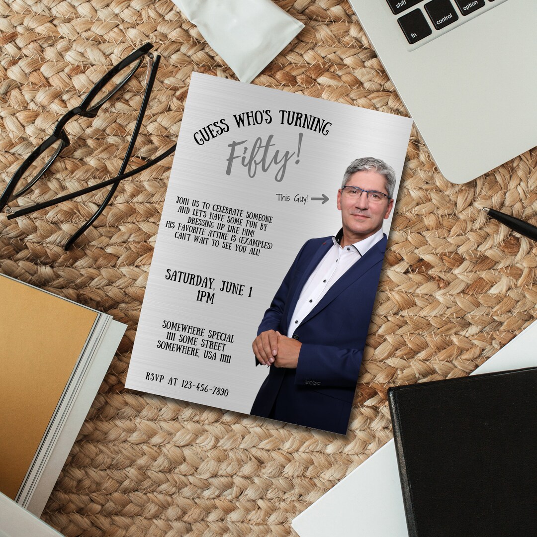 Fiftieth Birthday Invitation Guess Who's Turning 50 Silver and Black ...